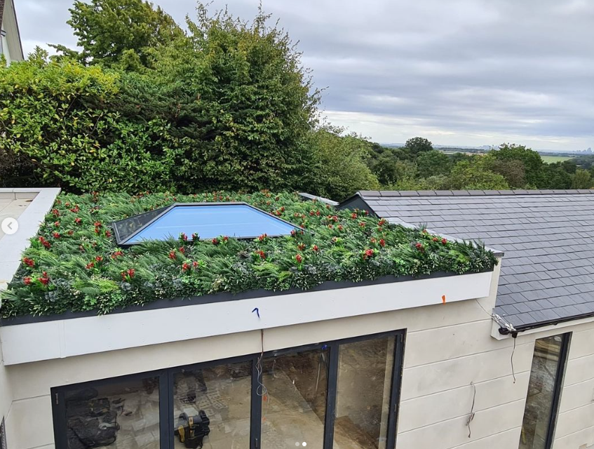 Faux Rooftop Greenery - Residential Green Roof with Artificial Plants