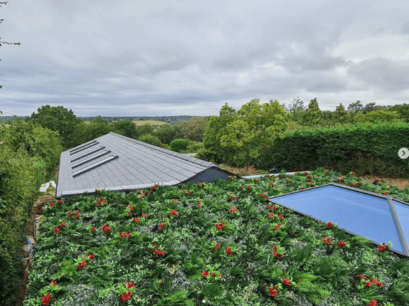 Faux Rooftop Greenery - Residential Green Roof with Artificial Plants