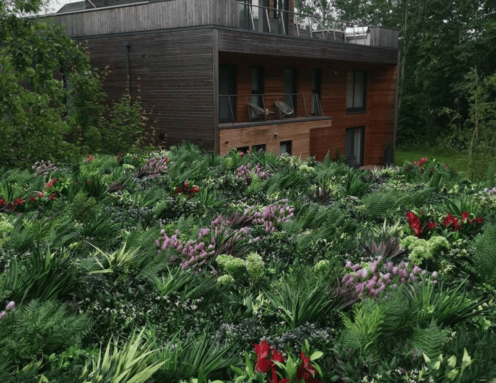Faux Rooftop Greenery - Residential Green Roof with Artificial Plants